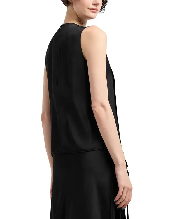 Emporio Armani Satin Fringe Sleeveless Top