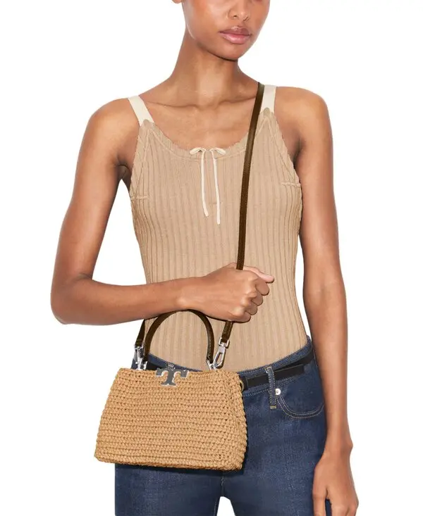 Tory Burch Eleanor Mini Raffia Crossbody Bag - Honeycomb