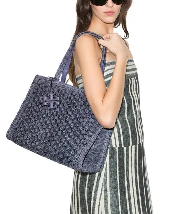 Tory Burch Ella Hand-crocheted Straw Tote - Gray
