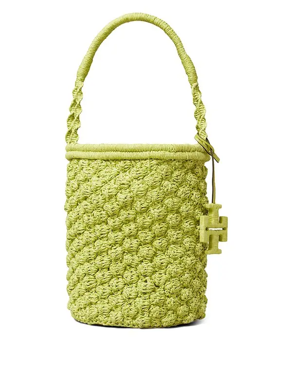 Tory Burch Ella Hand-crochet Straw Bucket Bag - Citrus Green