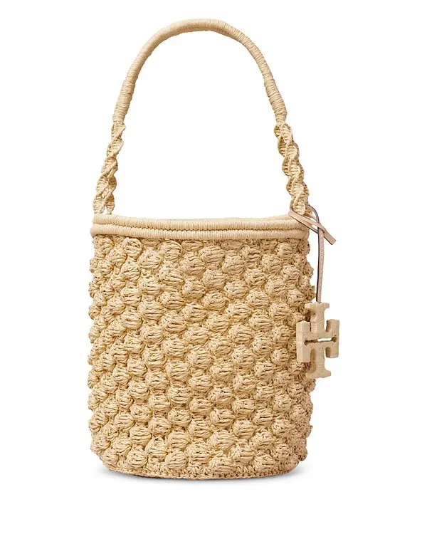 Tory Burch Ella Hand-crochet Straw Bucket Bag - Natural