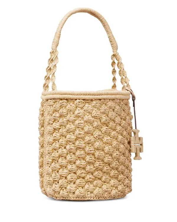 Tory Burch Ella Hand-crochet Straw Bucket Bag - Natural