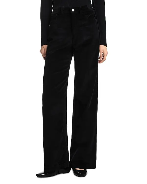 Emporio Armani High Rise Wide Corduroy Jeans - Black
