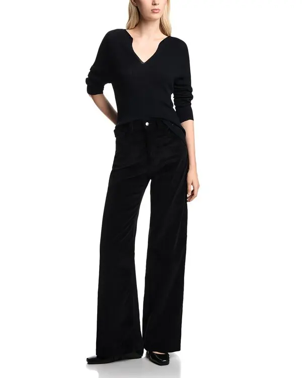 Emporio Armani High Rise Wide Corduroy Jeans - Black