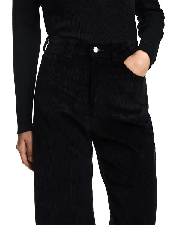 Emporio Armani High Rise Wide Corduroy Jeans - Black