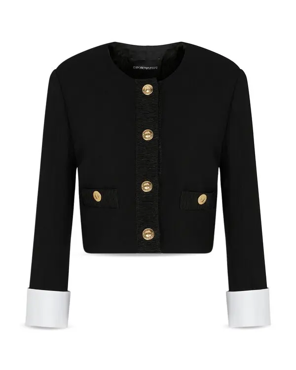 Emporio Armani Collarless Jacket With Detachable Cuffs