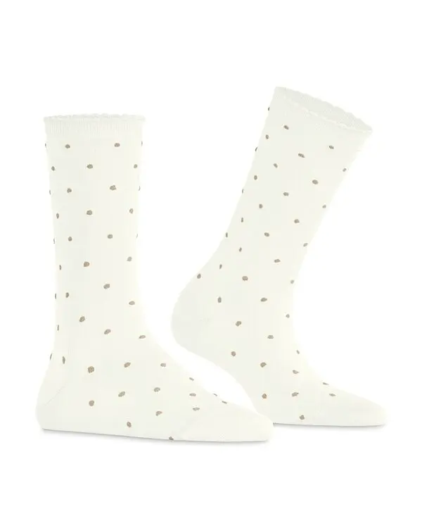Falke Spike Dot Crew Socks - Off-white