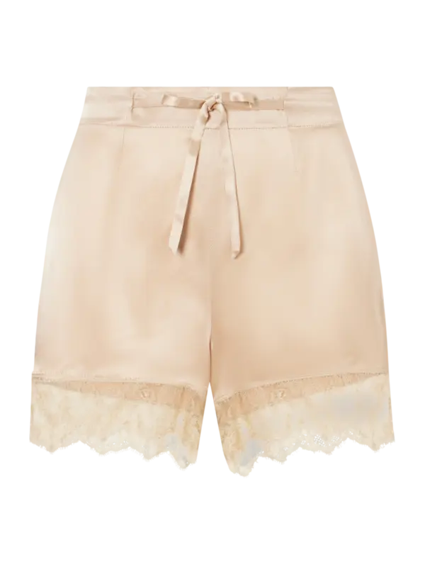 Carine Gilson Lace-trimmed Silk-satin Shorts