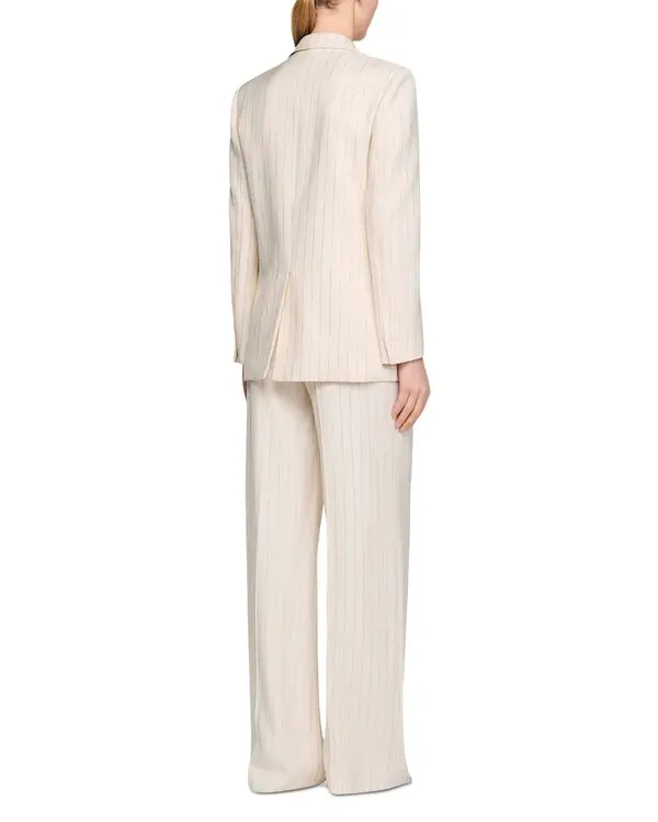 Sandro Birkin Striped Tailored Jacket - Ecru / Silver