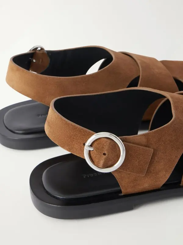 Proenza Schouler Capri Fisherman Suede Sandals - Neutrals