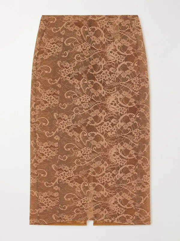 Acne Studios Lace Cotton-blend Midi Skirt - Brown