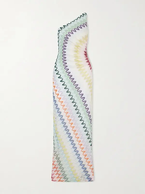 Missoni Striped Metallic Crochet-knit Maxi Dress - White