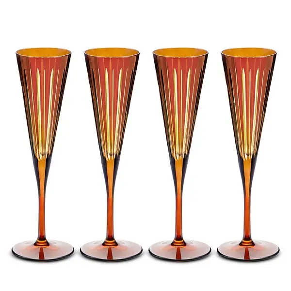 L'Objet Prism Champagne Flutes, Set Of 4 - Amber