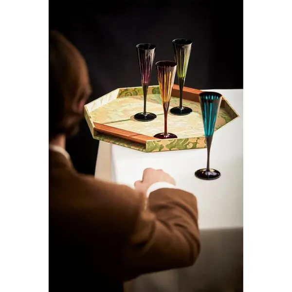 L'Objet Prism Champagne Flutes, Set Of 4 - Amber
