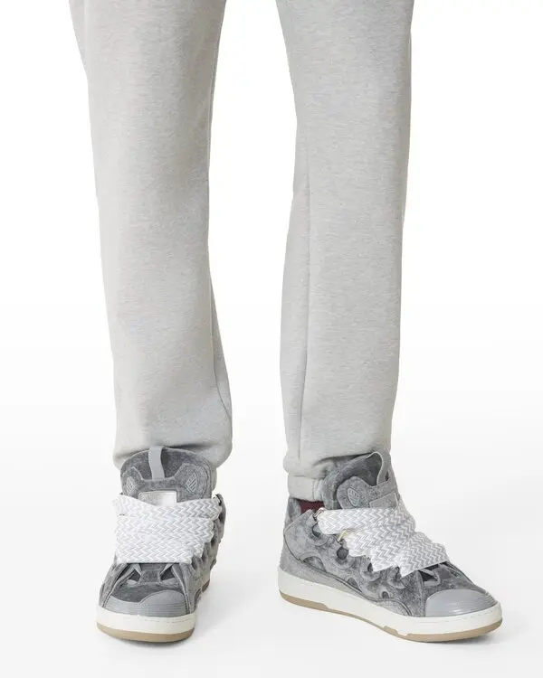 LANVIN Curb Sneakers In Jersey And Suede - Grey/grey