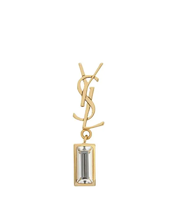 Saint Laurent Cassandre Single Earring - Crystal And Gold