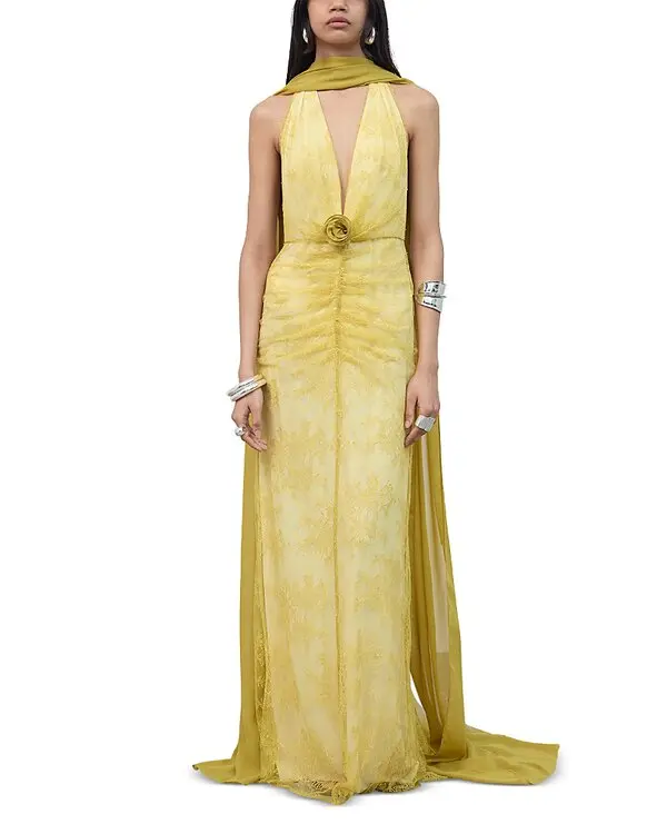 DE LA VALI Amora Backless Maxi Dress - Yellow