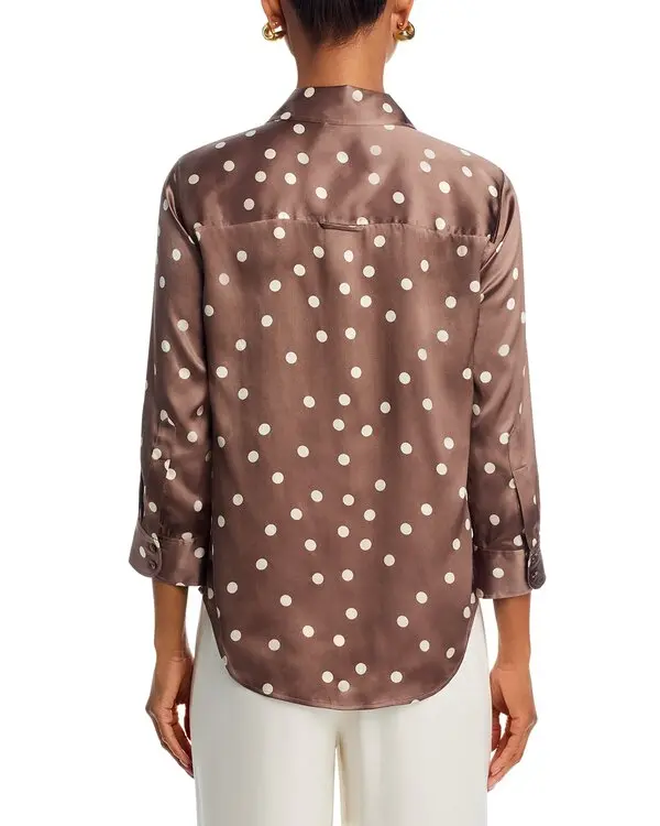 L'Agence Dani Silk Three Quarter Sleeve Blouse - Cardamome