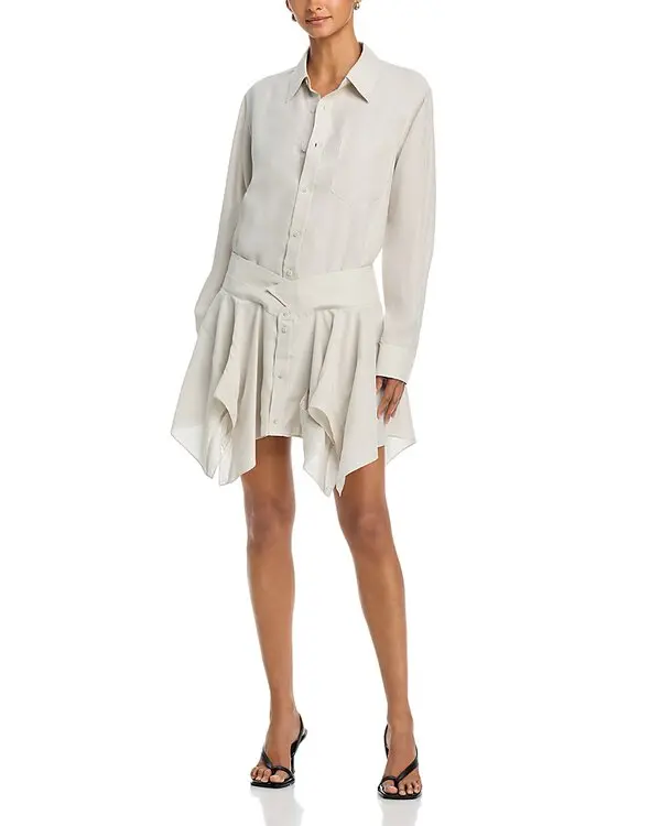 Alexander Wang Cut-off Double Shirt Dress - Ash White