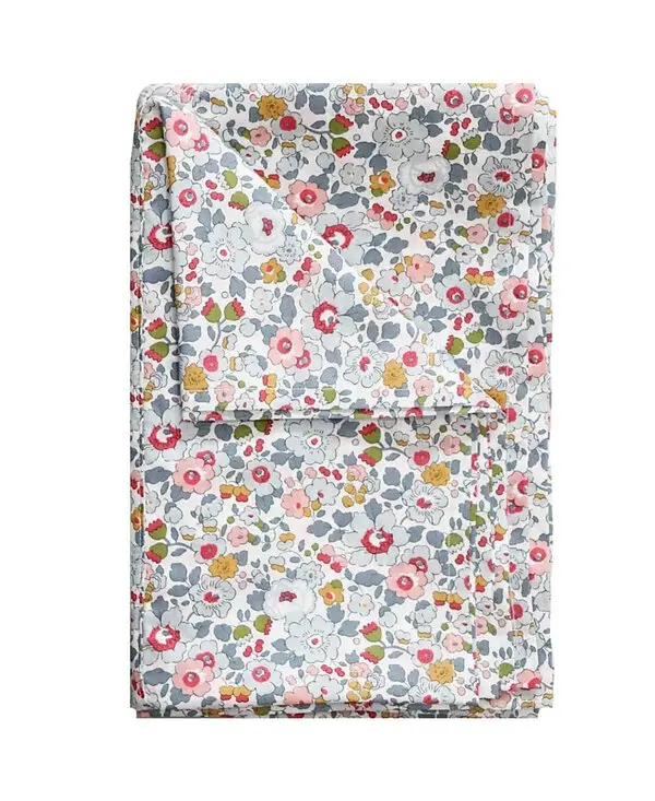 COCO & WOLF Liberty Fabric Print Flat Top Sheet, Queen - Betsy Grey