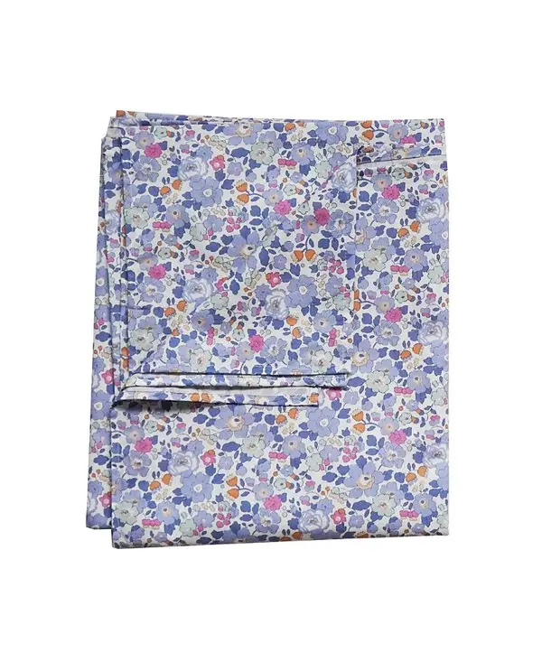 COCO & WOLF Liberty Fabric Betsy Print Flat Top Sheet, Queen - Betsy Lavender Blue