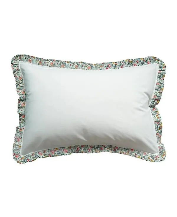 COCO & WOLF Liberty Fabric Print Frill Edge White Pillowcase, Standard - Betsy Grey