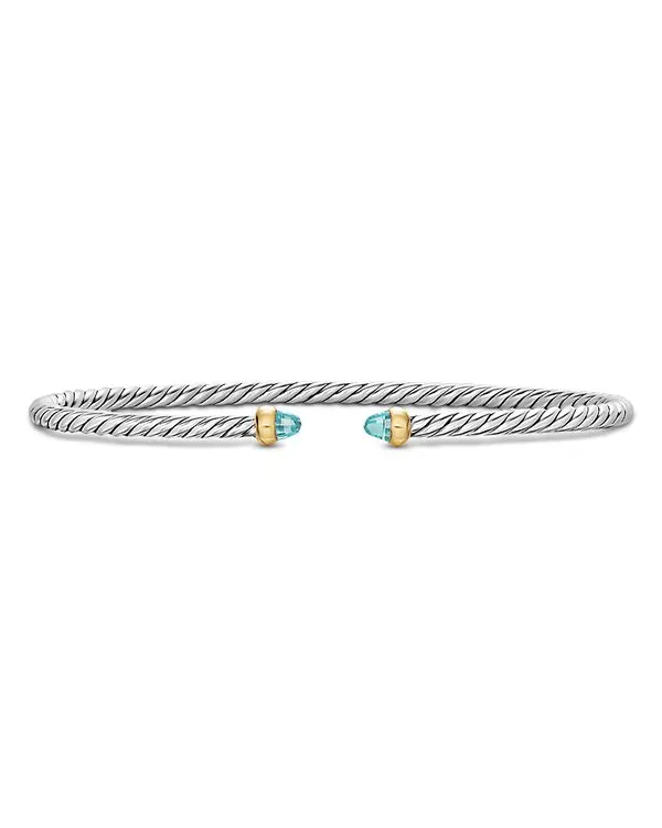 David Yurman Micro Cable Flex Bracelet - Aquamarine/silver