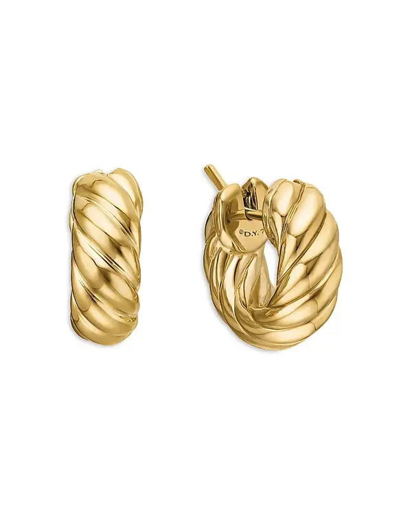 David Yurman Sculpted Cable Hoop Earrings - Gold