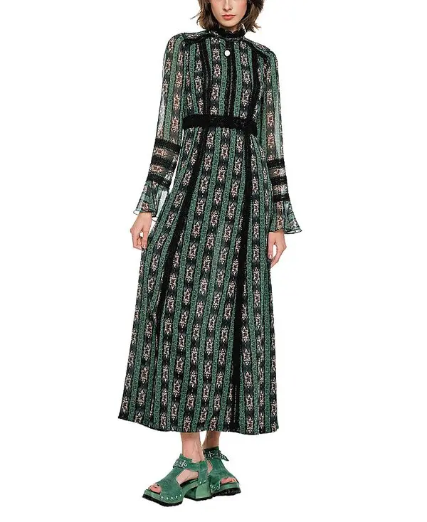 Anna Sui Cameo Stripe Print Maxi Dress