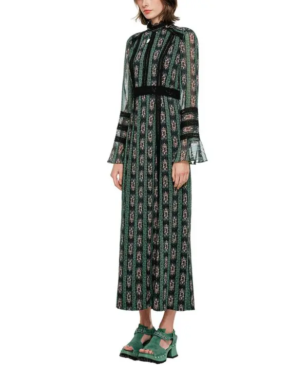 anna sui maxi dress Anna Sui Printed Crinkled Silk & Twill Maxi Dress  UFO No More