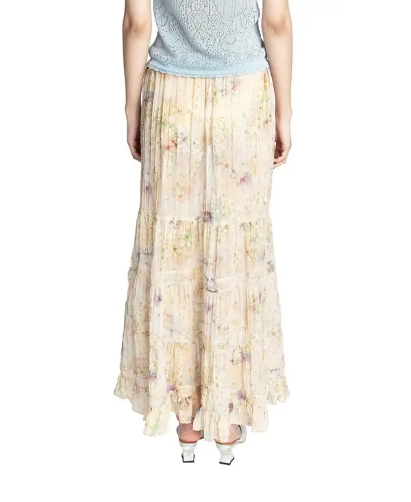 Anna Sui Oasis Blooms Tiered Maxi Skirt