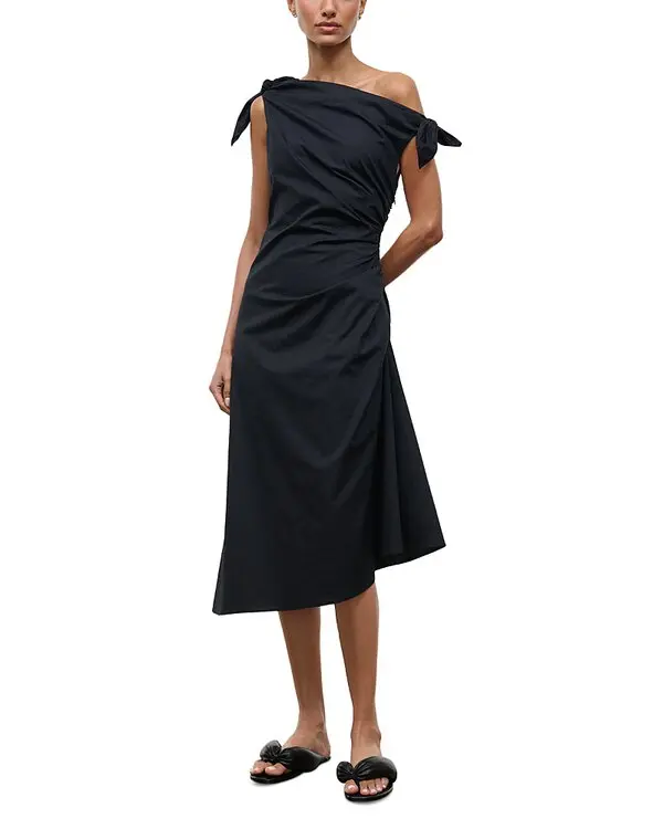 Staud Bellaria Tie Shoulder Dress - Black