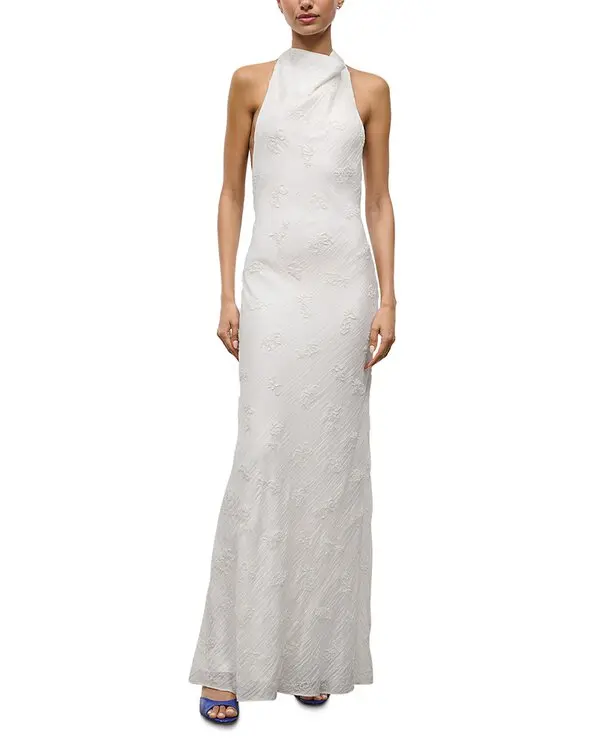 Staud Roselle Cowl Neck Backless Dress - White