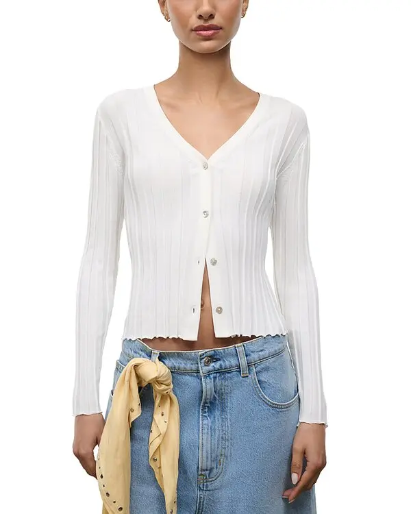 Staud Ezra Striped Cardigan - Ivory