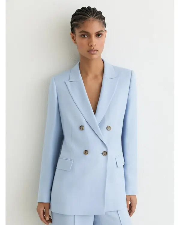 REISS Magda Double Breasted Suit Jacket - Blue