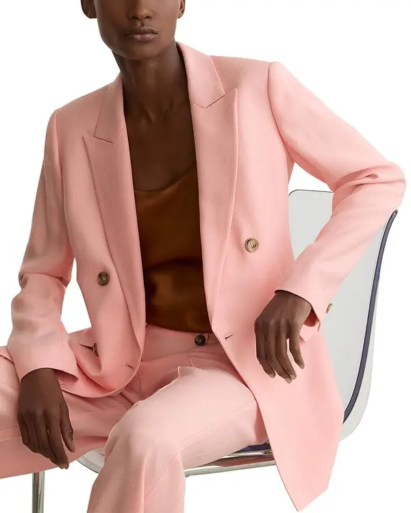 REISS Magda Double Breasted Suit Jacket - Pink