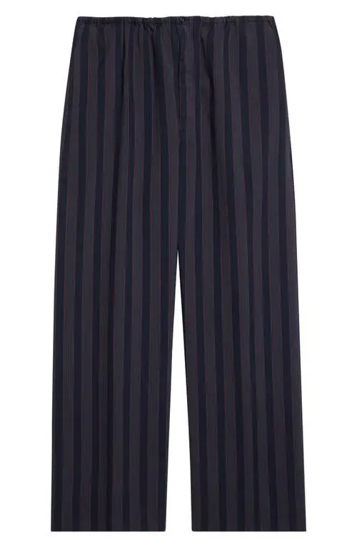 MAISON MARGIELA Stripe Cotton Wide Leg Pajama Trousers - Grey And Asphalt