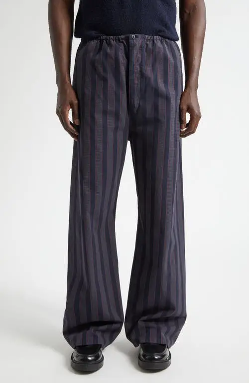 MAISON MARGIELA Stripe Cotton Wide Leg Trousers - Grey And Asphalt