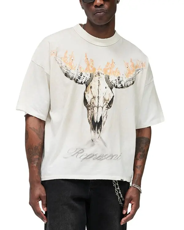REPRESENT British Cowboys Logo Graphic Tee - Ecru