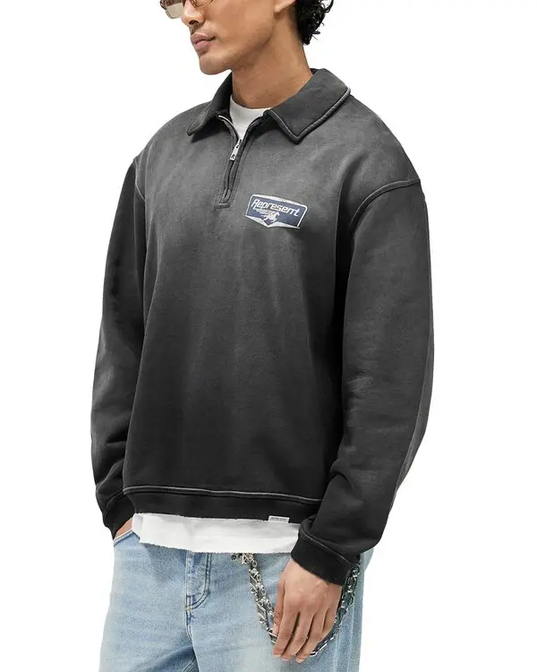 REPRESENT Quarter Zip Logo Sweatshirt - Black