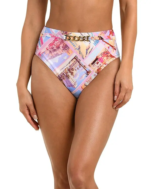 L'Agence Vanessa Postcard High Waist Bikini Bottom - Multi