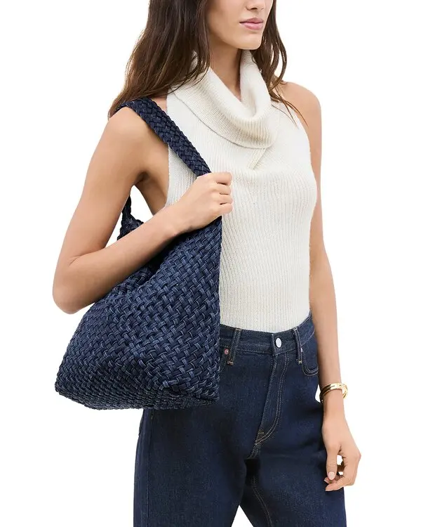 NAGHEDI Nomad Medium Double Weave Hobo Bag - Indigo