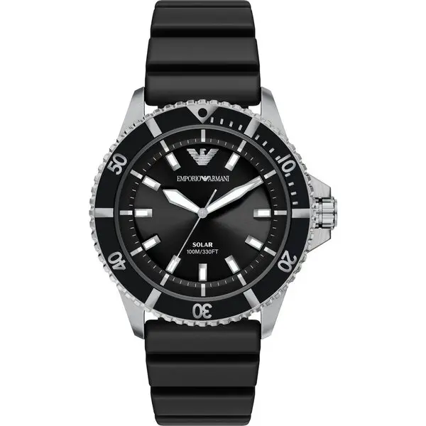 Emporio Armani World Explorer Solar Strap Watch - Black