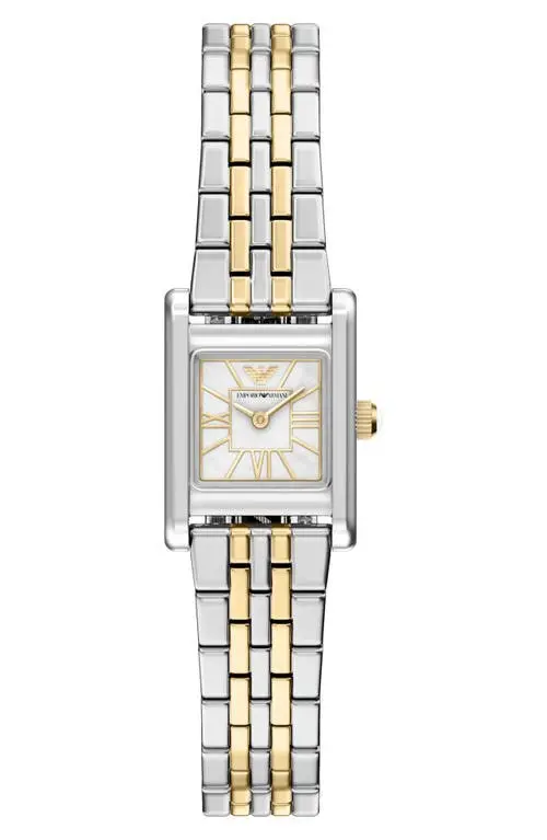 Emporio Armani Small Mother-of-pearl Tank Bracelet Watch - Silver