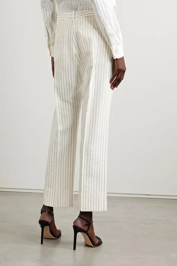 TOM FORD Pinstriped Wool-blend Twill Straight-leg Pants - Ivory