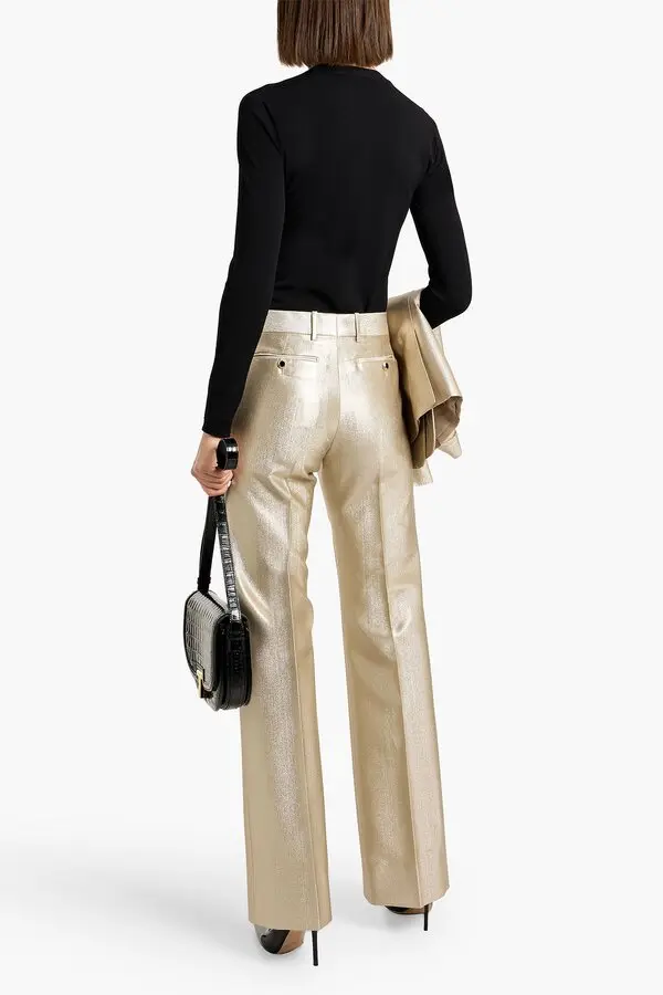 TOM FORD Wool-blend Lamé Straight-leg Pants - Platinum