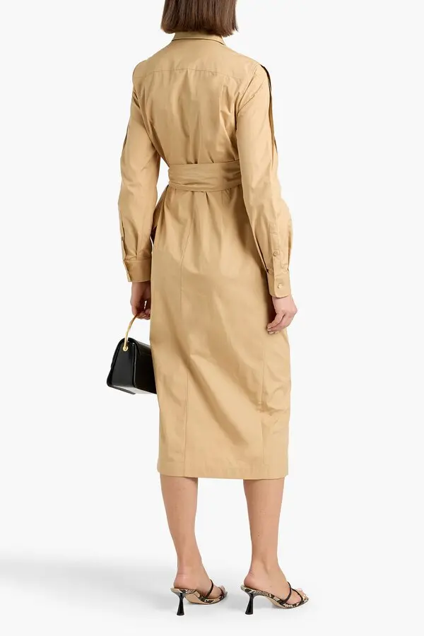 Max Mara Agrume Pleated Cotton-poplin Midi Wrap Dress - Sand