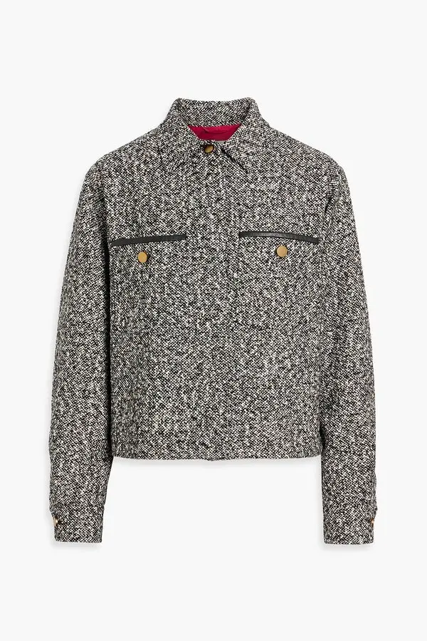 Max Mara Demien Leather-trimmed Tweed Jacket - Black