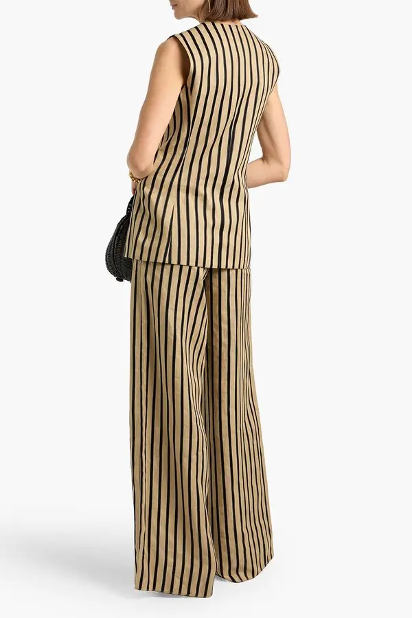 Max Mara Cestino Striped Wide-leg Pants - Sand