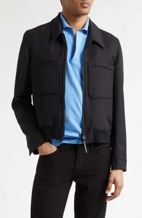 TOM FORD Lacquered Wool & Silk Tricotine Battle Jacket